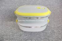 China Airtight Leak Proof Stainless Steel Lunch Box 2 Layer 20x14.5x12.5cm Insulated Thermal Food Container for sale
