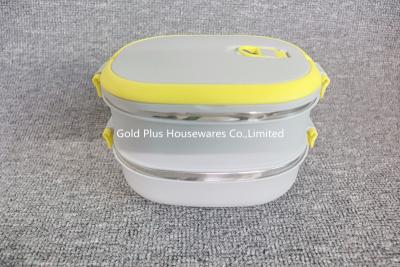 China Airtight Leak Proof Stainless Steel Lunch Box 2 Layer 20x14.5x12.5cm Insulated Thermal Food Container for sale