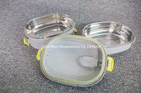 China Food Grade 2 Layers Plastic Bento Lunch Box Leak Proof 20x14.5x12.5cm for Students for sale