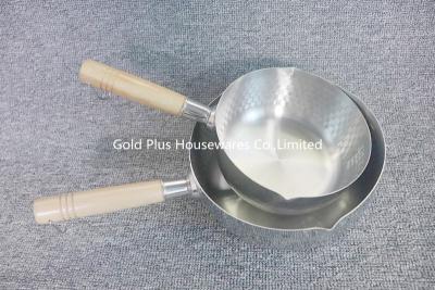 China Anti Corrosion 18cm Stainless Steel Milk Pot with Wooden Handle for Cooking for sale