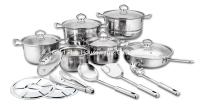 China 18 Piece Stainless Steel Cookware Set with Glass Lids High Temperature Firing 16cm to 26cm for sale