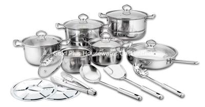 China 18 Piece Stainless Steel Cookware Set with Glass Lids High Temperature Firing 16cm to 26cm for sale