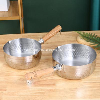 China Domestic Stainless Steel Kitchen Cookware With Long Wooden Handle for sale
