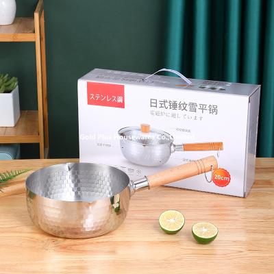 China Non Stick 22cm Milk Boiler Pot With Long Wooden Handle for sale