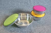 China Colorful Stainless Steel Mixing Bowl Set 6pcs 12cm 14cm 16cm with Lids for sale
