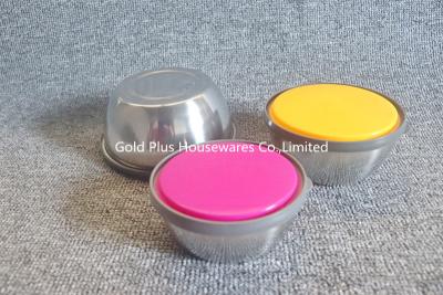 China Stainless Steel Heat Insulated Mixing Bowl Set 12cm 14cm 16cm with Lid for sale