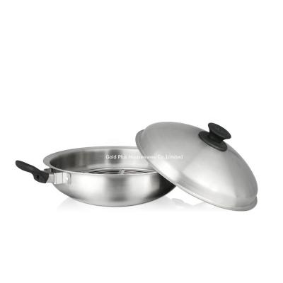 China 36cm Non Stick Stainless Steel Wok Pan with Domed Lid Cookware Set for sale