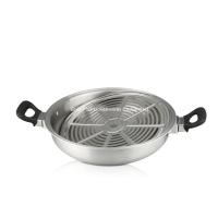China Anti Scald Handle 304 Stainless Steel Cooking Pot 36cm MultiPly with Oil Strainer for sale