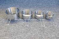 China Stainless Steel Measuring Cups Set 4 Pieces 60ml 80ml 125ml 250ml Natural Color Linear Handle Kitchen Tool for sale