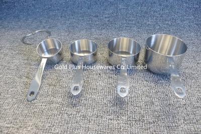 China Stainless Steel Measuring Cups and Spoons Set 4 Piece 60ml to 250ml for Baking Coffee Powder for sale