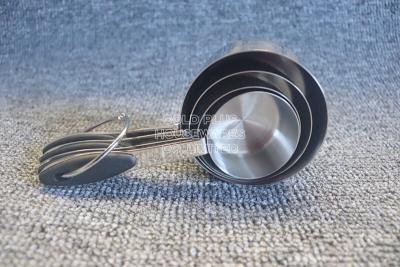 China Stainless Steel Measuring Spoon Set 60ml 250ml Kitchen Coffee Scoop with Silicone Handle for sale