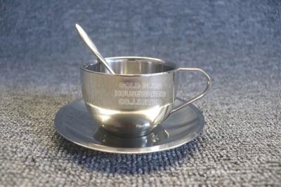 China Espresso Coffee 180ml Classical Silver Bone China Coffee Cups And Saucers for sale