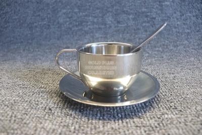 China 180ml China Bone Stainless Steel Mug with Saucer Abrasion Resistant Heat Proof for sale