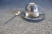 China Stainless Steel Saucer Plate Cup Set 180ml Coffee Tea Cup Round Dish for sale