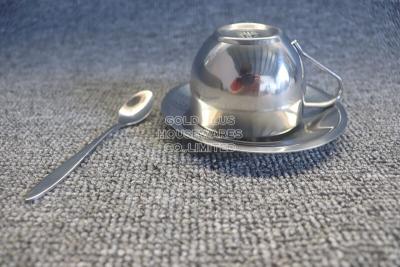 China Stainless Steel Saucer Plate Cup Set 180ml Coffee Tea Cup Round Dish for sale