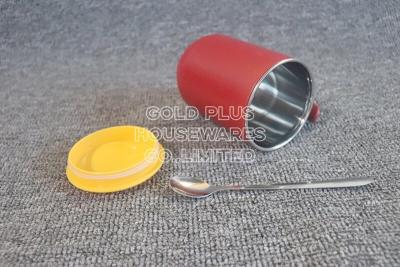 China 304 Stainless Steel Coffee Cup 12.3cm BPA Free Red Handgrip with Sealing Cover for sale