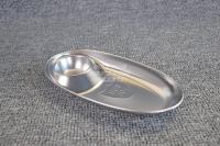 China Stainless Steel 304 Kids Divided Lunch Plate 21.7cm 7.6cm Ellipse Seasoning Dipping Sauce Dish for sale