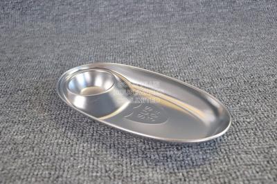 China Stainless Steel 304 Kids Divided Lunch Plate 21.7cm 7.6cm Ellipse Seasoning Dipping Sauce Dish for sale