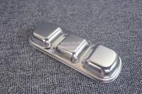 China Rectangular Stainless Steel Dinner Plate 4 Compartments 304 Silver Sushi Dish 11cm for sale