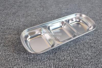 China 304 Stainless Steel Rectangular Serving Tray 4 Compartment Japanese Sushi Dish Set for Banquet for sale