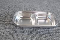China 304 Stainless Steel 3 Compartment Divided Sauce Dish Rectangular Dipping Plate 10cm for sale