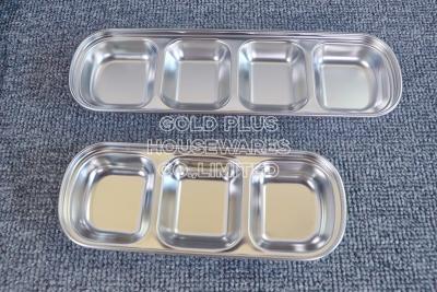 China 304 Stainless Steel Rectangular Sauce Tray with Dividers 1-4 Compartments 7.2-11cm Diameter for sale