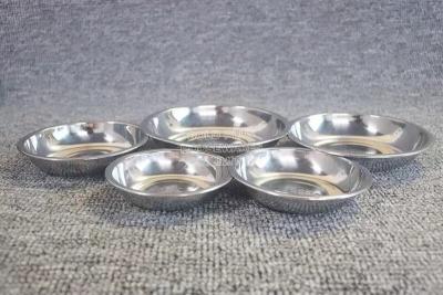 China Hotel Unbreakable 12.5cm Stainless Steel Round Tray Serving Snack Dish for sale