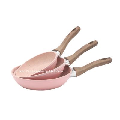 China High Strength Aluminum Non Stick Frying Pan 16cm Marble Coating Seafood Pot for sale