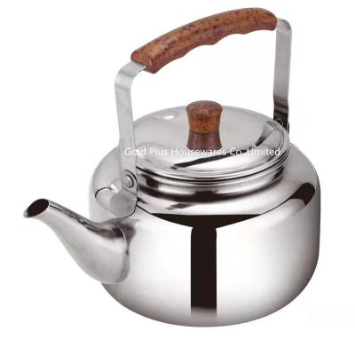 China Stainless Steel Whistling Kettle 2L for Home Camping Natural Color Metal Tea Pot for sale