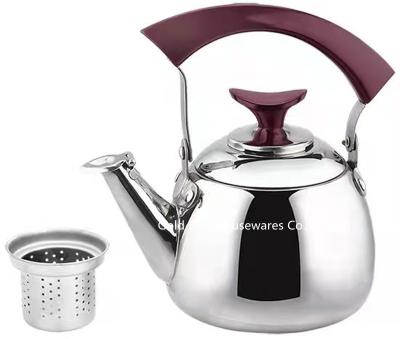 China Stainless Steel Whistling Kettle 20cm Portable Satin Finish Non Electric for Gas Stove for sale