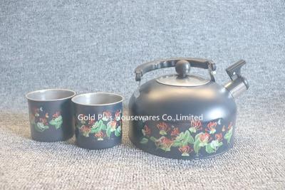 China OEM Custom Flower Painting Stainless Steel Whistle Tea Kettle 8.4kg for sale
