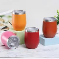 China 8oz Double Wall Stainless Steel Vacuum Insulated Coffee Mug Egg Shape Tumbler with Lid for sale