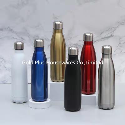 China 22oz 0.5mm Stainless Steel Cola Shaped Vacuum Insulated Sports Water Bottle Powder Coated for sale