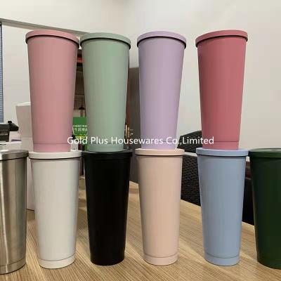 China 24OZ Stainless Steel Double Wall Tumbler Cups with Straw Christmas Milk Tea Cups for sale