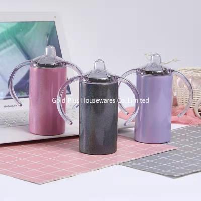China 12oz 304 Stainless Steel Double Wall Baby Feeding Bottle Sippy Cup with Handle Sublimation Blank for sale