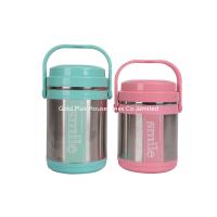 China Eco Friendly Insulated Vacuum Food Flask Thermos 1.9L Blue Wide Mouth Stainless Steel Lunch Container for sale