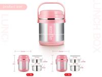 China Wholesale 1.5L Stainless Steel Insulated Food Jar with Handle Pink Double Wall Vacuum Lunch Box for sale
