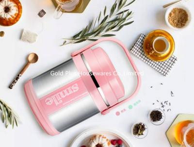 China 1.9L Stainless Steel Deep Bento Lunch Box with PP Lid Pink Multi Layers Food Jar for sale