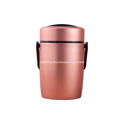 China 304 Stainless Steel Triple Wall Vacuum Insulated Soup Pot 1.6L Leak Proof Food Carrier for sale