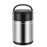 China Stainless Steel 2L Vacuum Food Jar Wide Round Soup Container Natural Color Insulated Lunch Box for sale