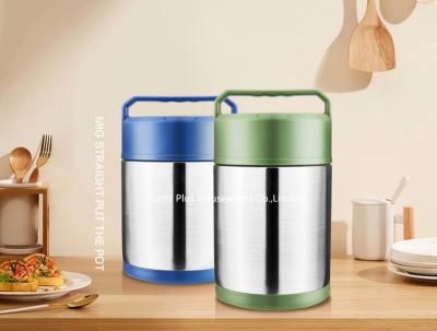 China Custom Logo Blue Stainless Steel Food Thermos 1.6L Insulated Soup Jar with Spoon BPA Free for Kids for sale