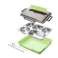 China Reusable 304 Stainless Steel 4/5 Compartment Tiffin Lunch Box with Chopsticks for School for sale