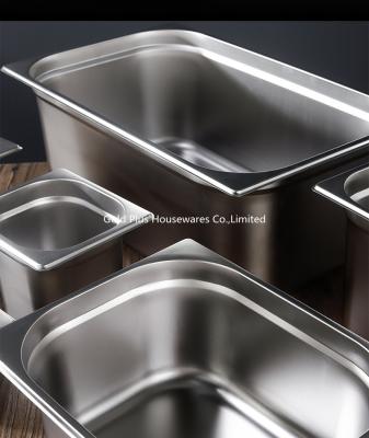 China 304 Stainless Steel 1/2 Gastronorm Food Container 32.5cm Easy Clean Fast Food Tray for sale