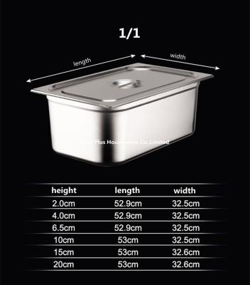 China SUS 304 Stainless Steel Steam Table Sheet Pan 1/1 Size 52.9cm Length for Kitchen Equipment for sale