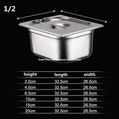 China Stainless Steel GN 1/2 Anti Jam Buffet Oven Food Trays 4cm Height with Dust Cover for sale