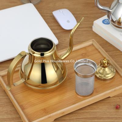 China 0.25cbm Stainless Steel Turkish Coffee Pot 1.2L Golden Drip Pot for sale