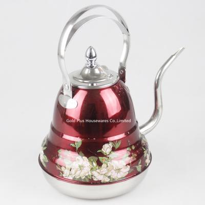 China 1.2L Red Stainless Steel Tea Kettle Long Spout Gooseneck Coffee Milk Pot for sale