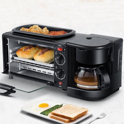 China Multifunctional 3 in 1 Home breakfast maker Set Accessories Toaster Coffee Pot Oven Glass Frying Pan for sale