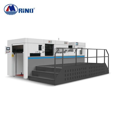 China RINO Cardboard Box Die Cutting Machine 18 Ton With Waste Stripping Feeder Feeding for sale