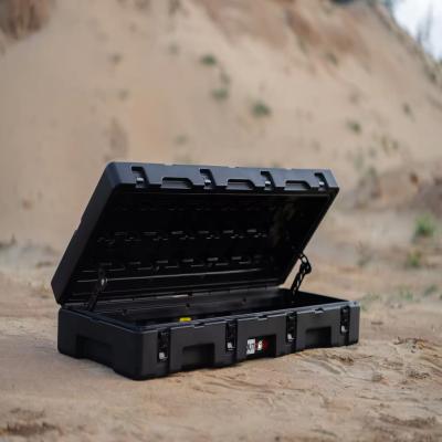 China Durable 85L Plastic Universal Roof Top Carrier Storage Tool Box LLDPE Cargo Case Rotomolded Tool Box 4WD Storage Box Roof Rack for sale
